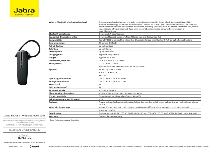 Jabra BT2080 で開始する | Jabra サポート